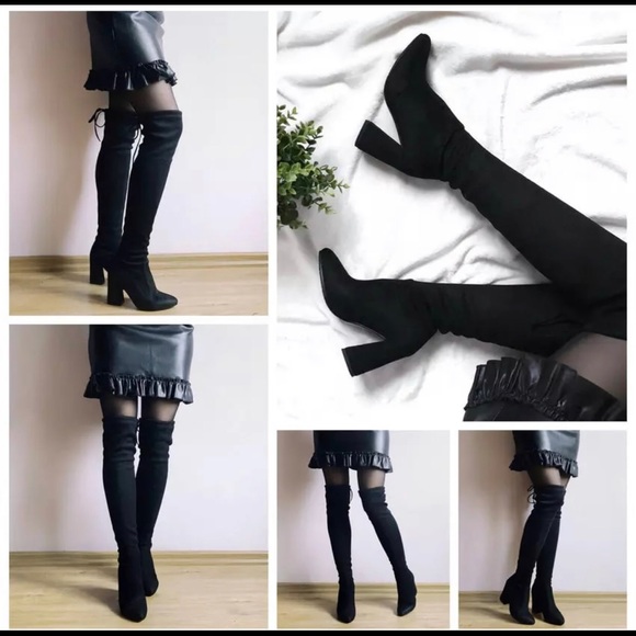 Shoes | New Flock Leather Women Over The Knee Boots | Poshmark